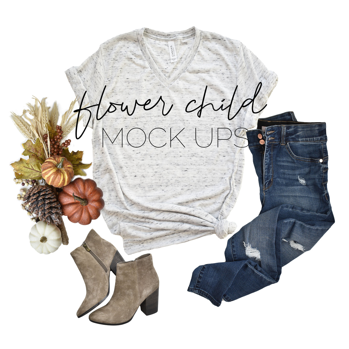 Bella Canvas 3005 Marble White Fall Mock-up – Flower Child Mock-ups